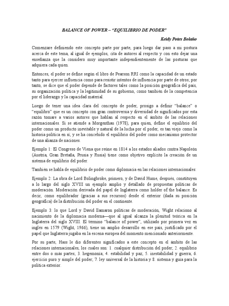 Balance of Power | PDF | Relaciones internacionales | Estado (política)