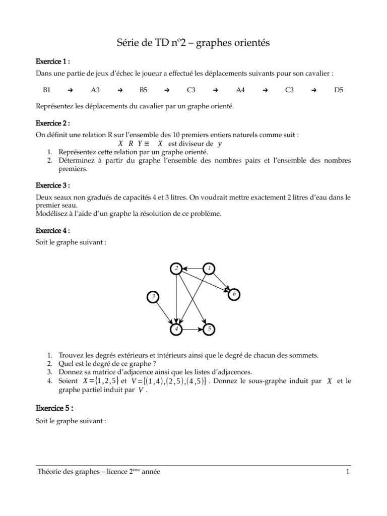 Exercices sur les graphes orientés | PDF | Théorie des graphes ...