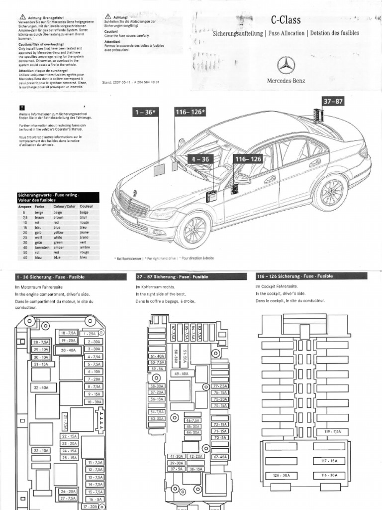 w204 Fuse Diagram | PDF