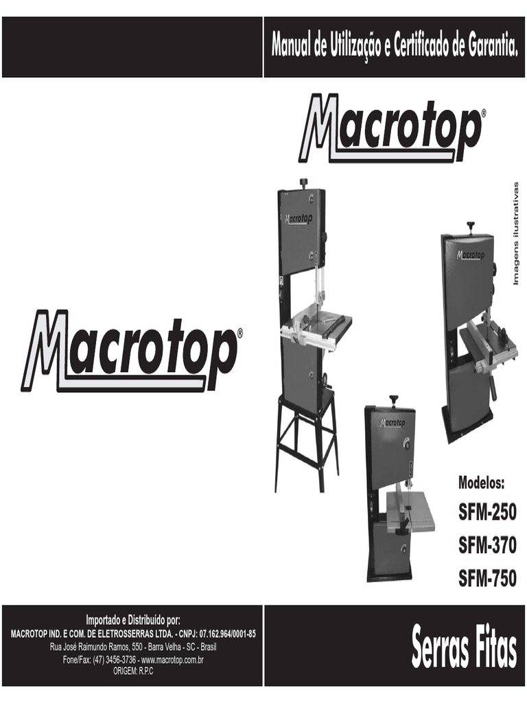 Manual Serra Fita de Bancada 250w SFM 250 Lynus Macrotop 127v | PDF | Máquinas | Parafuso