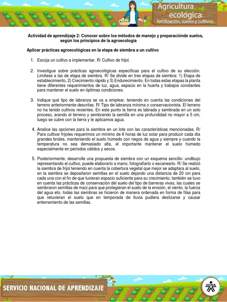 Aplicar Prácticas Agroecológicas | PDF | Siembra | Suelo
