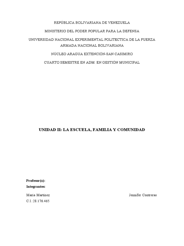 Unidad Ii: La Escuela, Familia y Comunidad | PDF | Sociedad | Subjetividad
