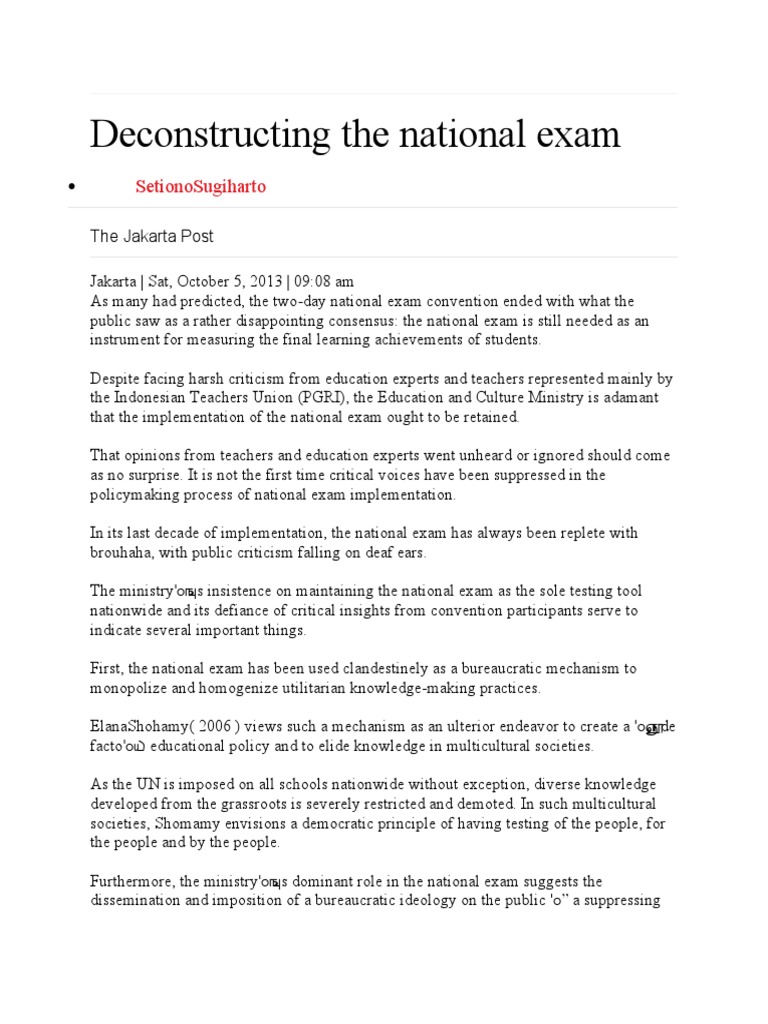 Deconstructing The National Exam | PDF | Test (Assessment ...