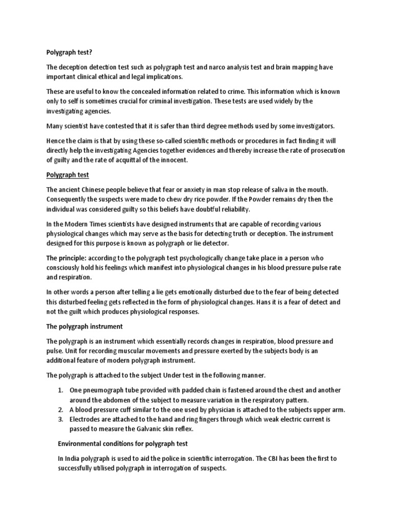 An Overview of Polygraph Testing: Principles, Techniques, Legal Status ...