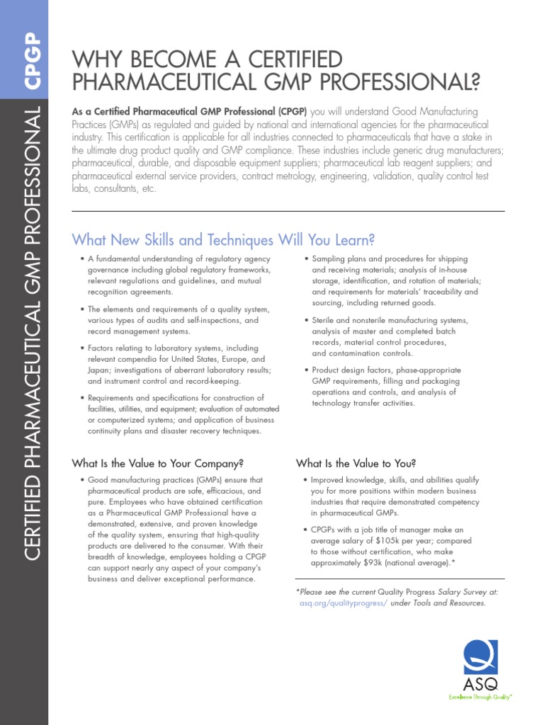 Certified Pharmaceutical GMP Professional Guide | PDF | Business ...