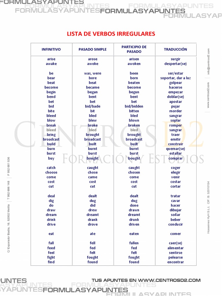 Verbos Irregulares | PDF