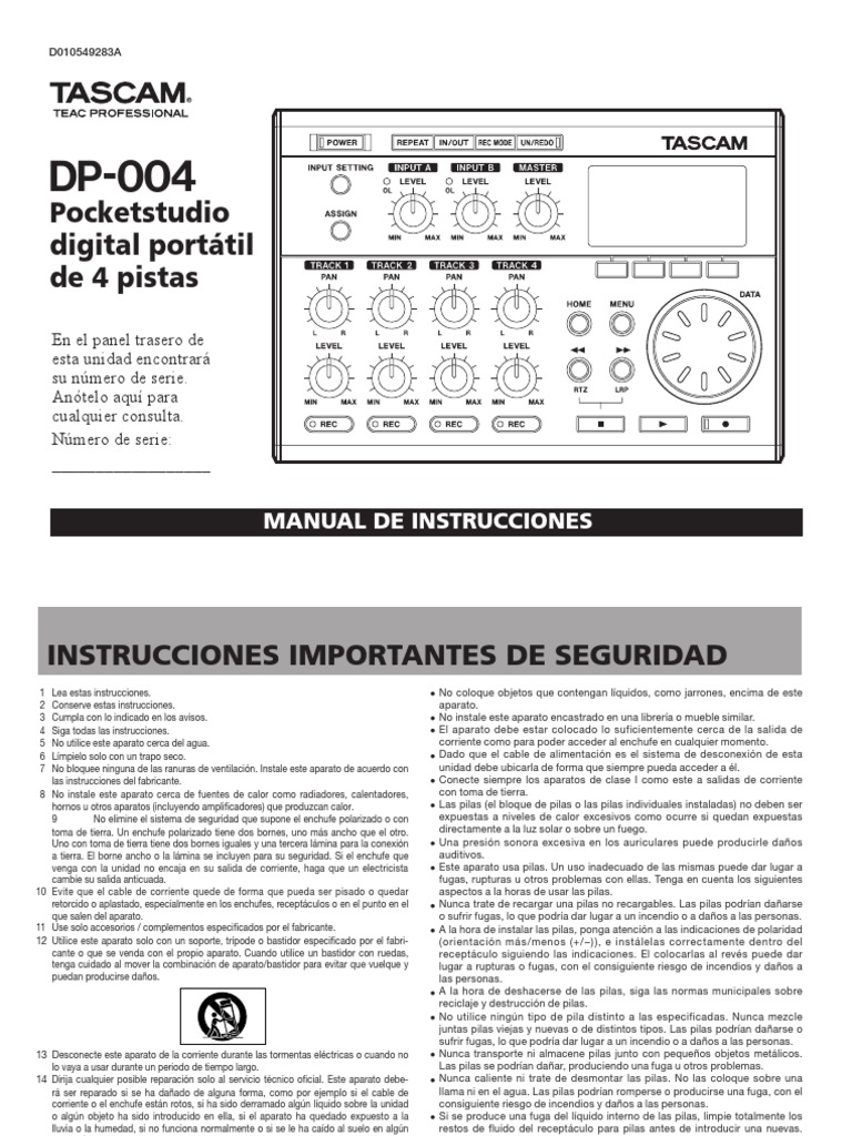 Tascam - Dp004 Manual | PDF | Microsoft Windows | Enchufes y tomas de ...