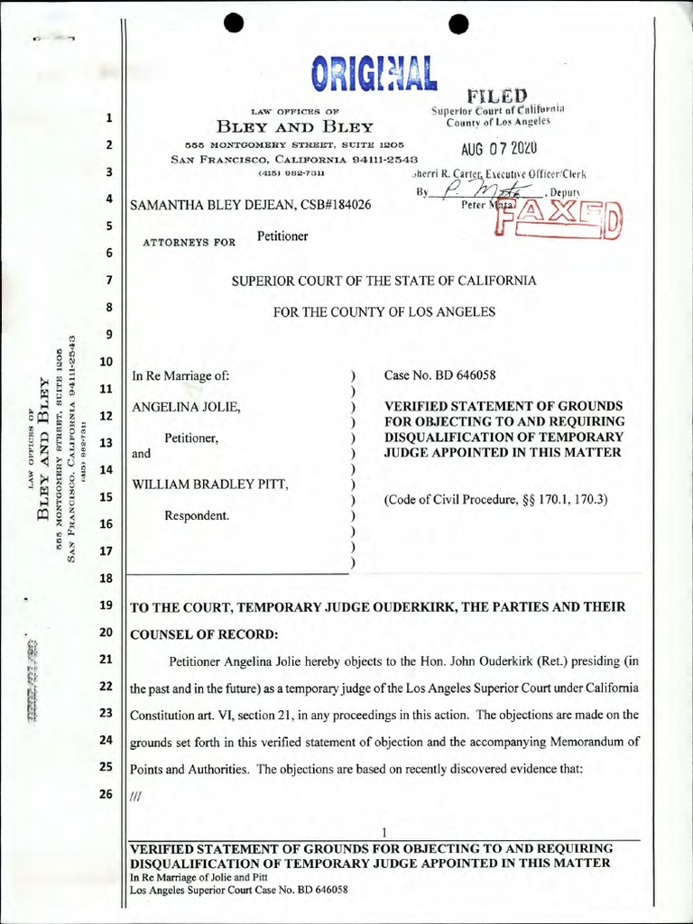Motion To Remove Judge O. | PDF | Discovery (Law) | Judge