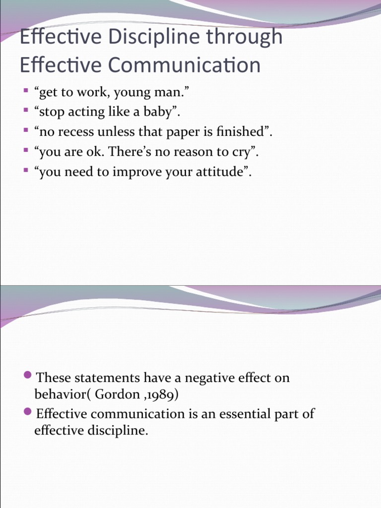 Effective Discipline Through Effective Communication | PDF ...