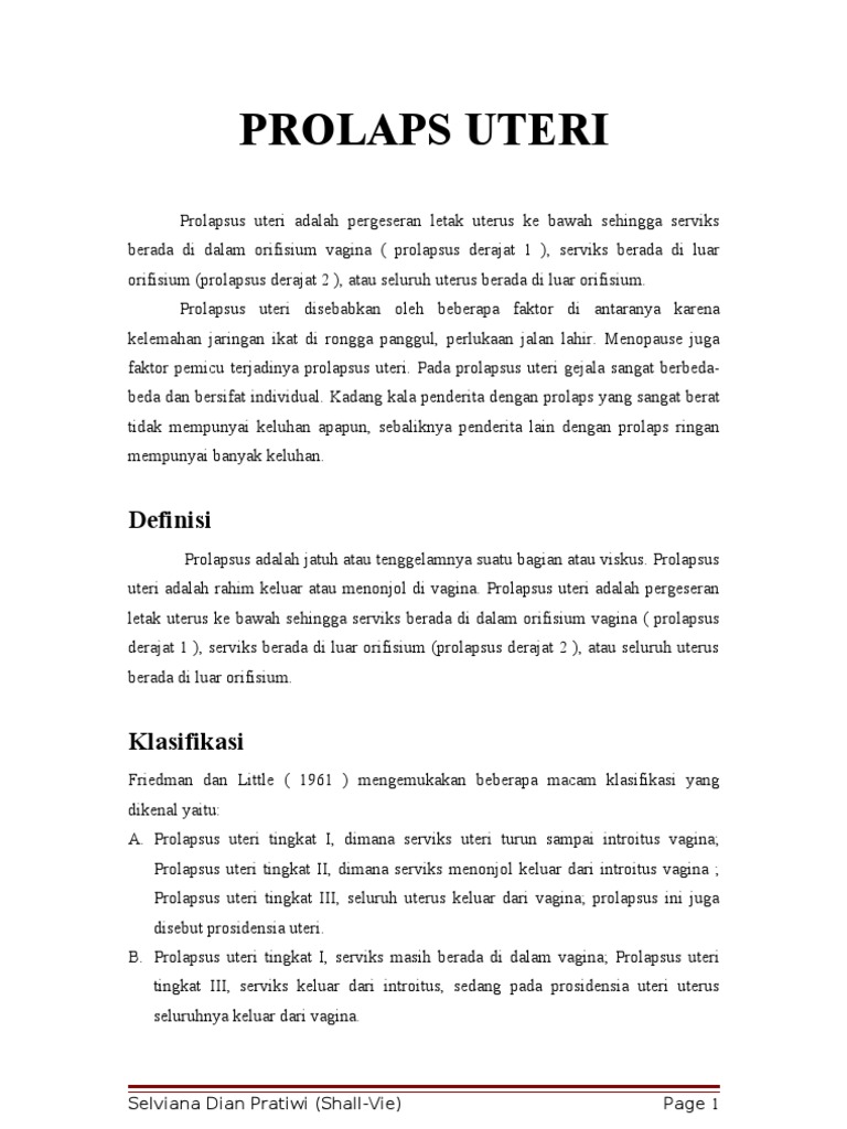 Klasifikasi dan Gejala Prolaps Uteri | PDF | Pengembangan Diri ...