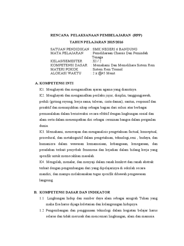 RPP Sistem Rem Tromol | PDF | Seni | Teknologi & Rekayasa