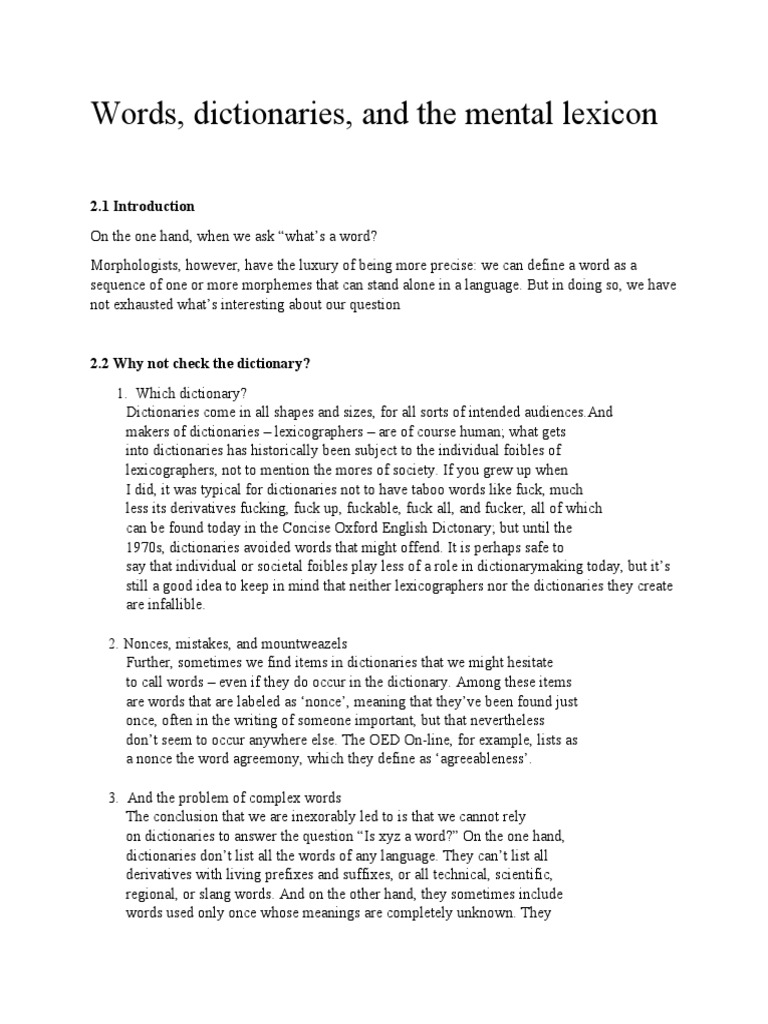 Chapter 2 Word, Dictionary | PDF | Lexicon | Dictionary
