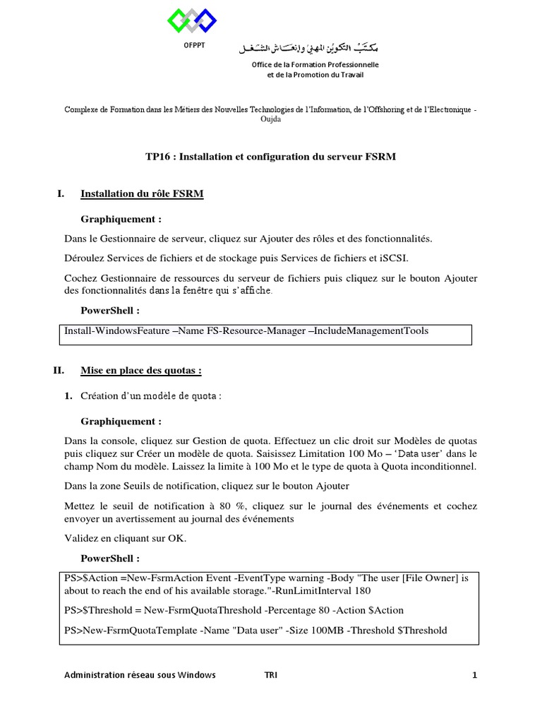 FSRM | PDF | Serveur (Informatique) | Fichier informatique