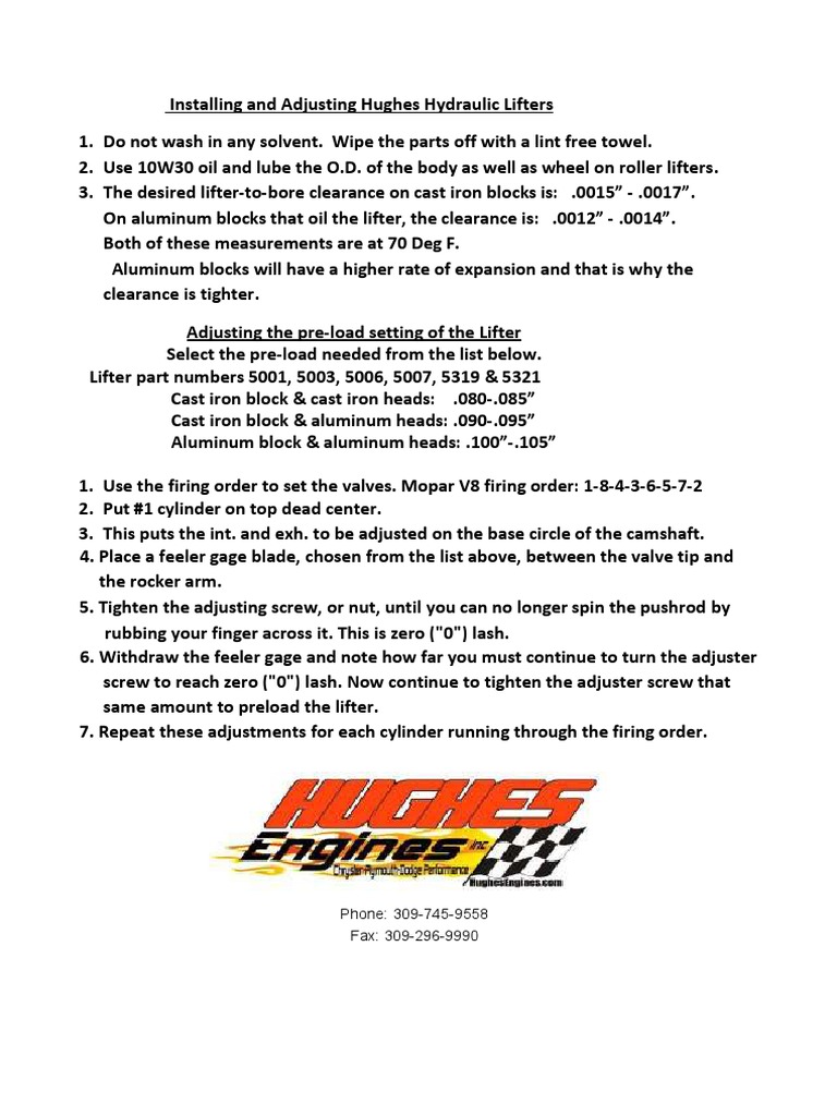 Lifter Preload Feb 2016 | PDF