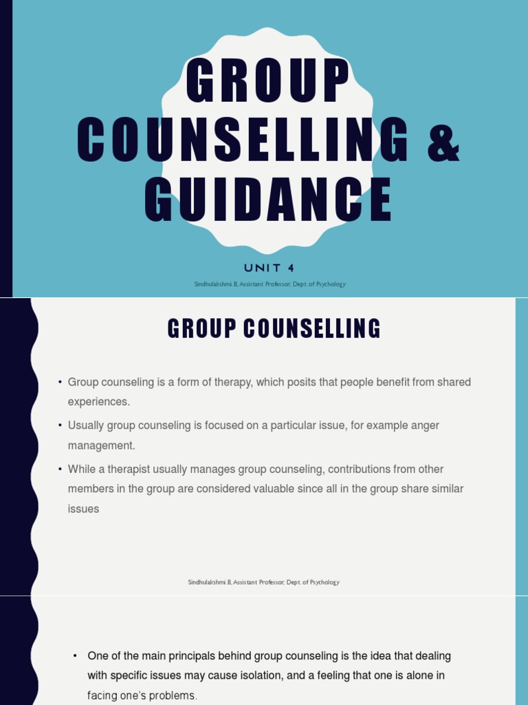 Overview of Group Counseling Techniques | PDF | School Counselor ...