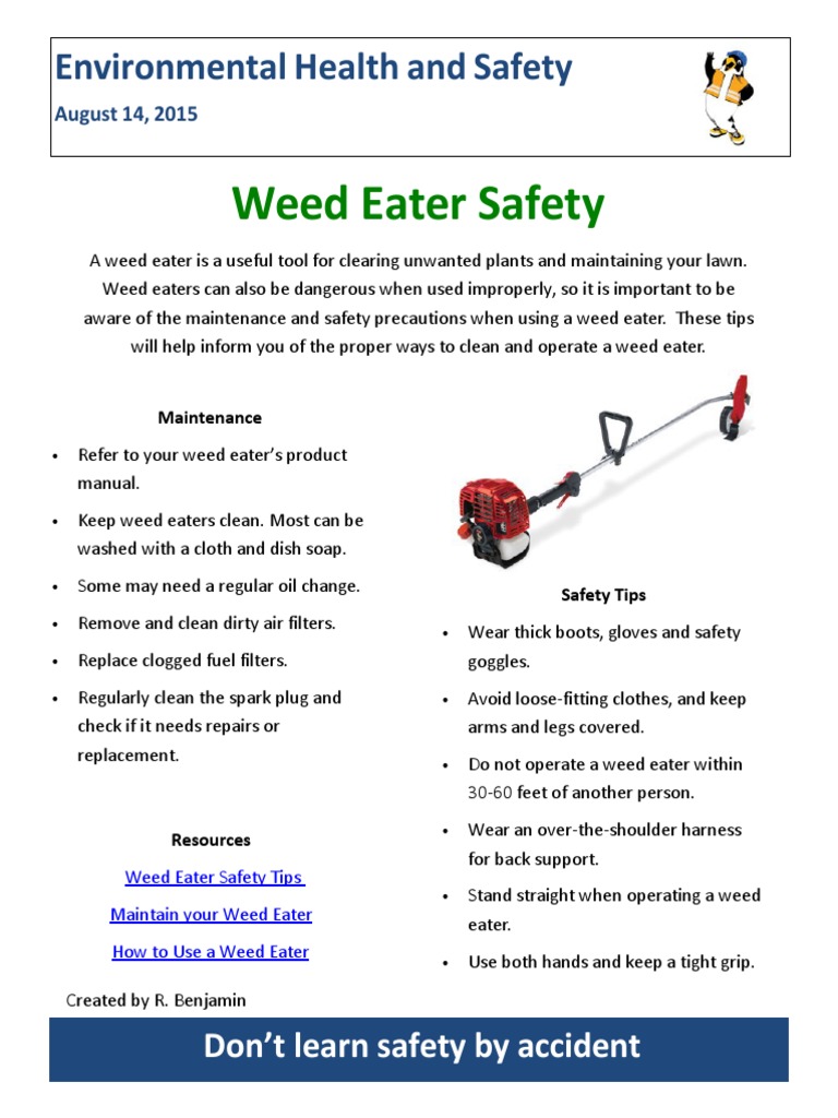 Weed Eater Safety: Environmental Health and Safety | PDF