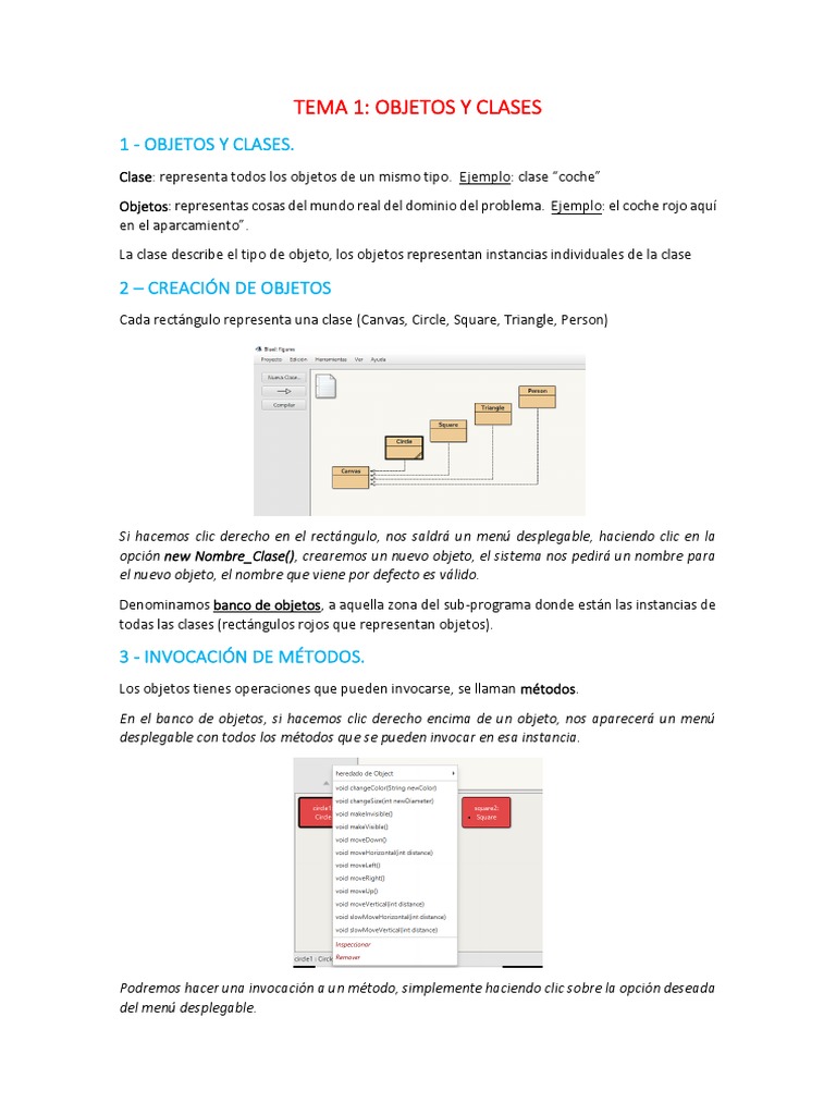 Tema 01 - Objetos y Clases | PDF | Objeto (informática) | Java (lenguaje de programación)