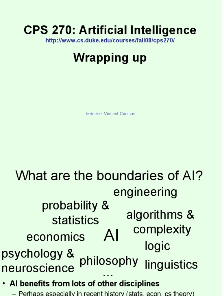 CPS 270: Artificial Intelligence Wrapping Up: Vincent Conitzer | PDF ...