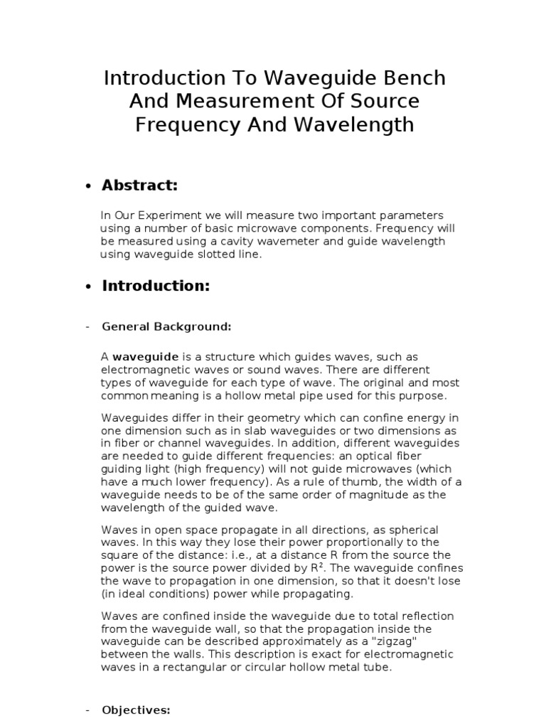 Measuring Frequency in Waveguides | PDF | Waveguide | Wavelength