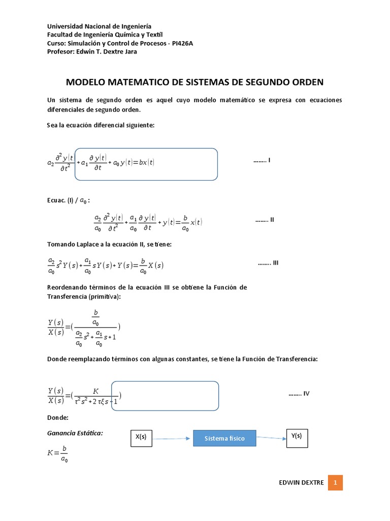 SISTEMAS DE SEGUNDO ORDEN, Perfor. Simulacion | PDF | Oscilación | Ecuaciones