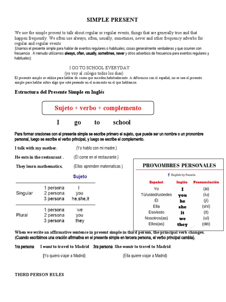 SIMPLE PRESENT guia 6° | PDF | Unidades Semánticas | Tipología Lingüística
