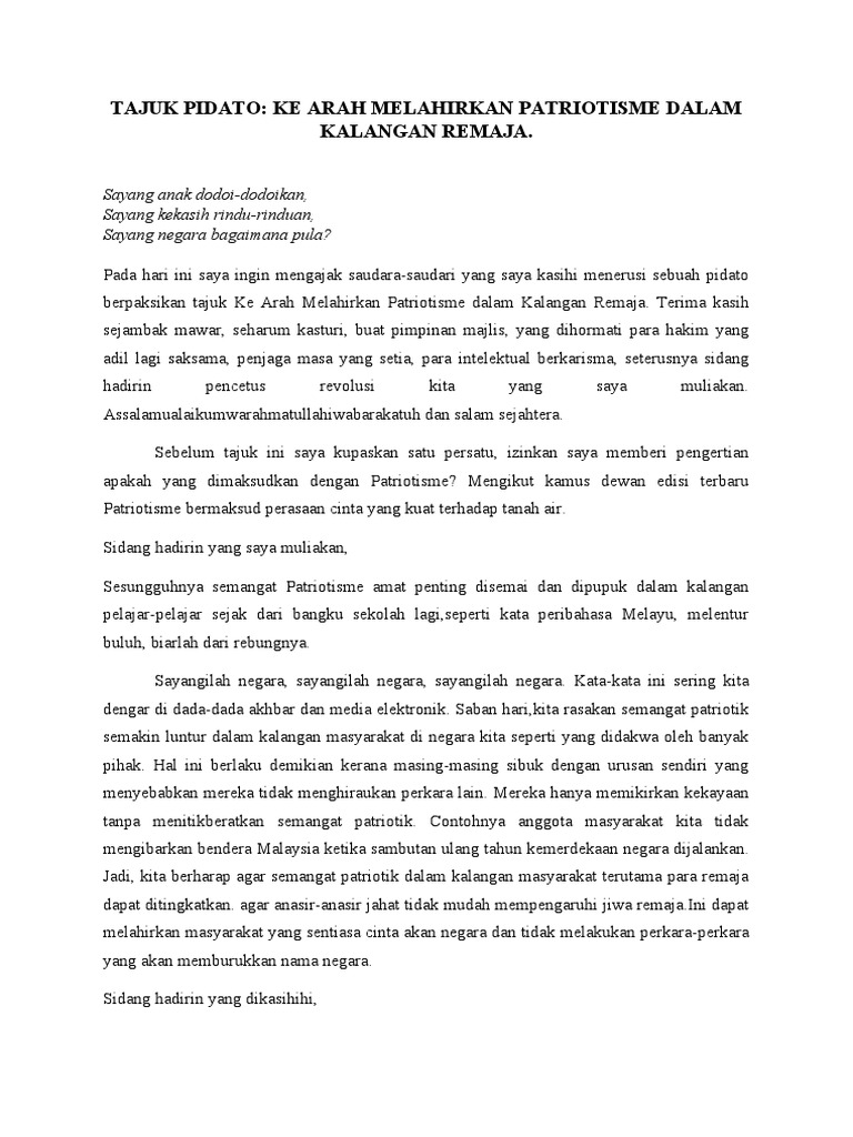 Karangan Jenis Pidato PT3 | PDF