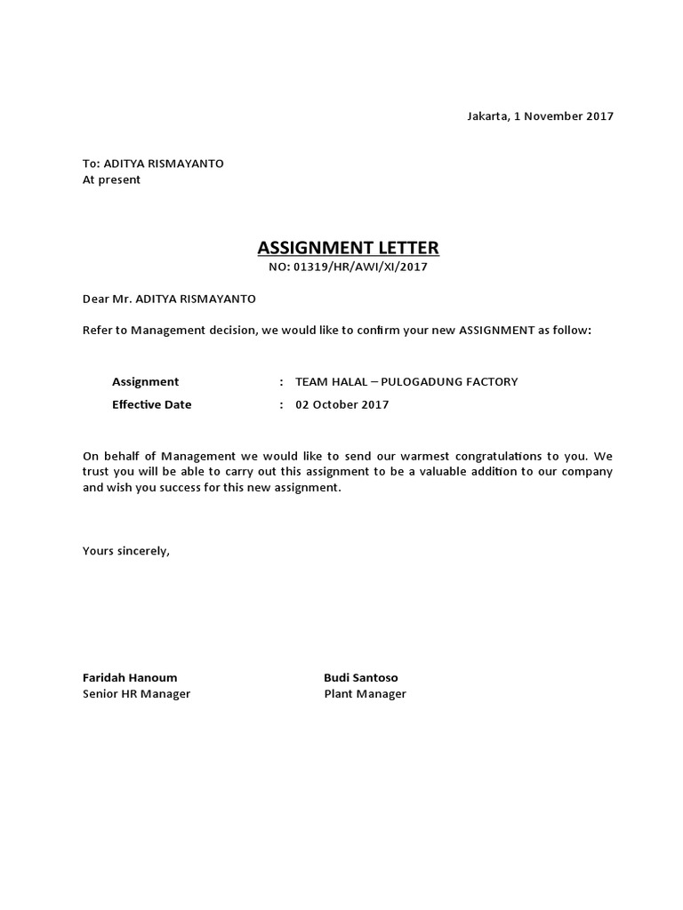 Assignment Letter - Team Halal | PDF
