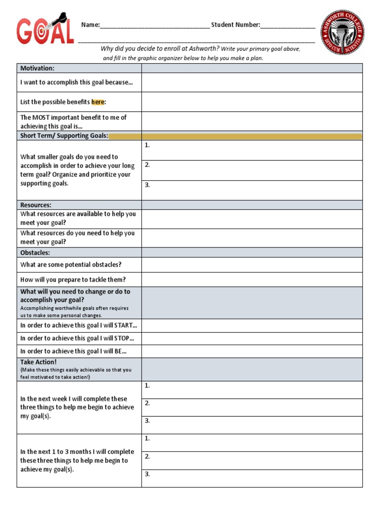 OR110 Assignment 8 Goal Setting Graphic Organizer | PDF | Self-Improvement
