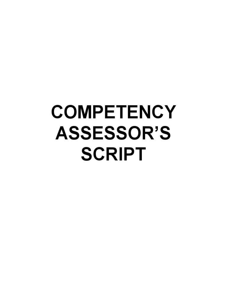 Competency Assessor'S Script | PDF | Signature | Business