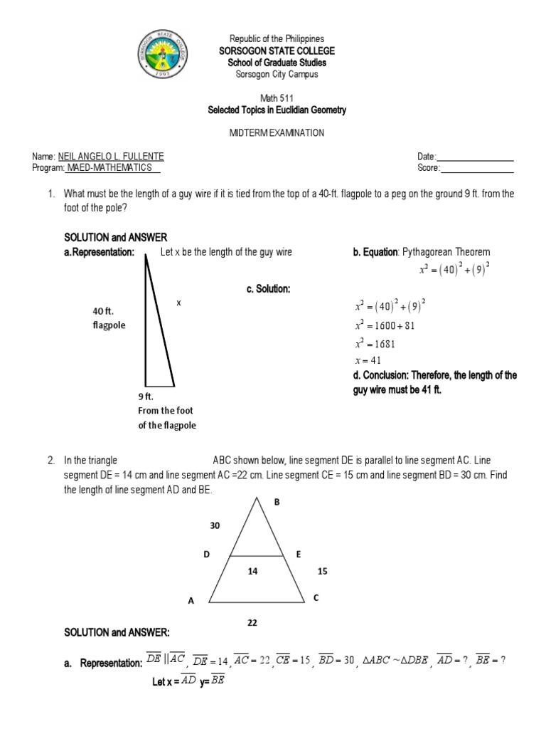 Midterm Exam Geometry | Download Free PDF | Sine | Area