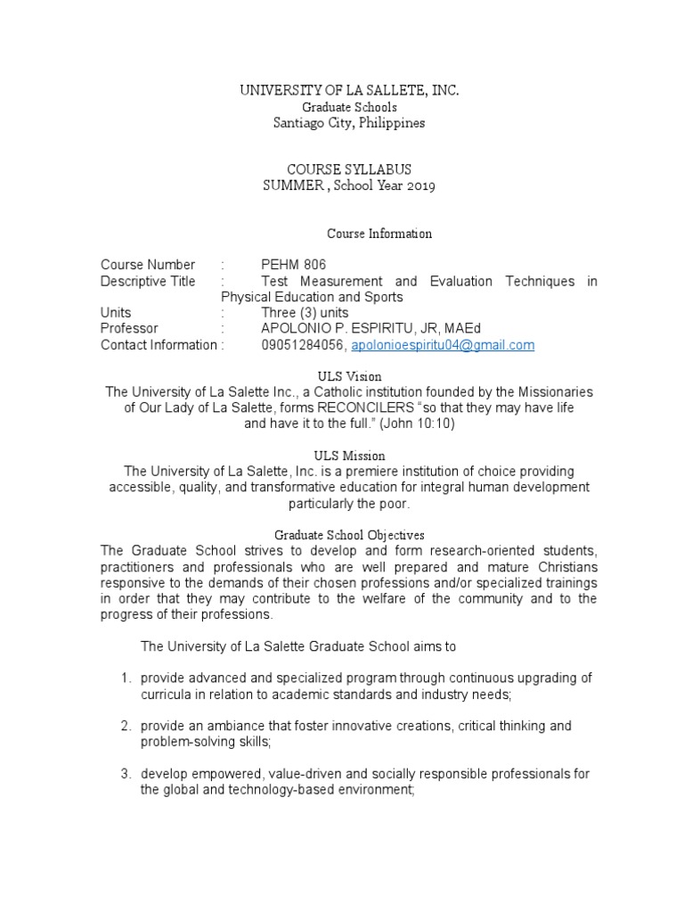 PEHM 806 Test Measurement and Evaluation REVISED | PDF | Physical ...