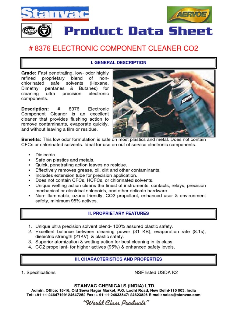 8376 Electronic Component Cleaner | PDF | Chlorofluorocarbon | Printed ...
