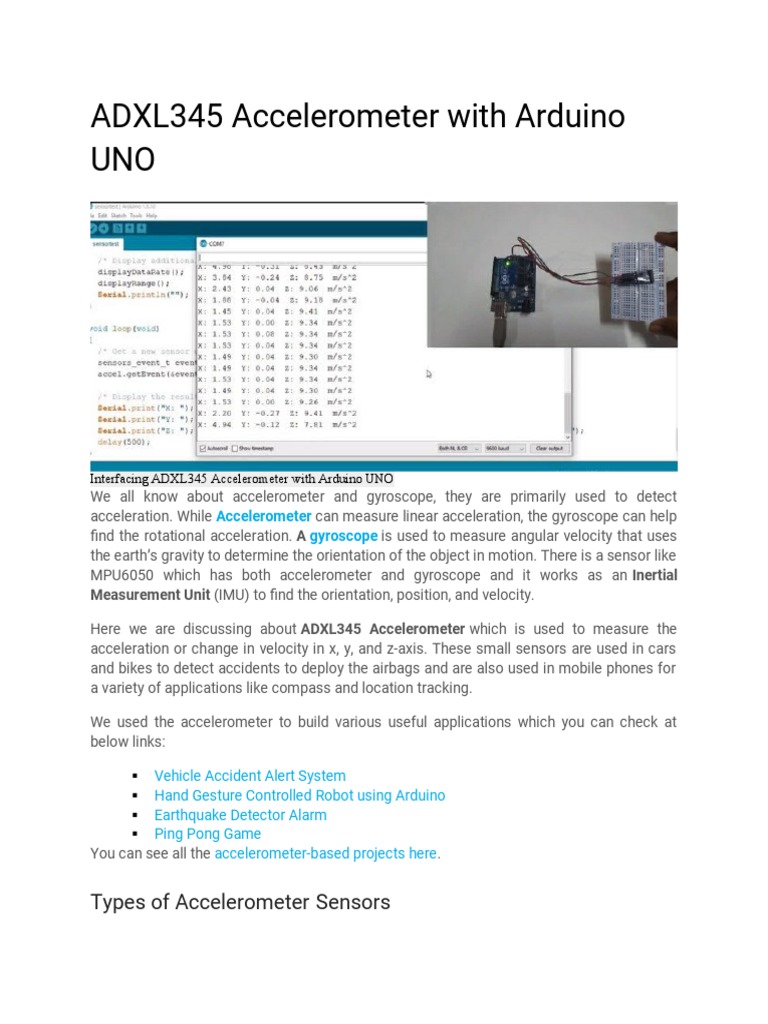 ADXL345 Accelerometer With Arduino UNO: Types of Accelerometer Sensors | PDF | Accelerometer ...