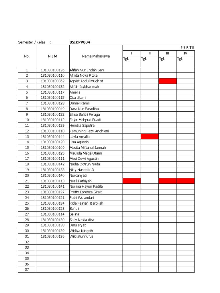 Rekap Absensi 4D | PDF