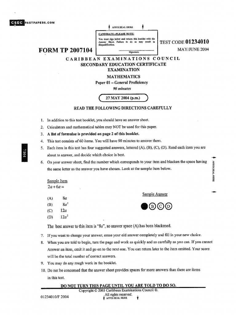 May 2004 Maths p1 | PDF