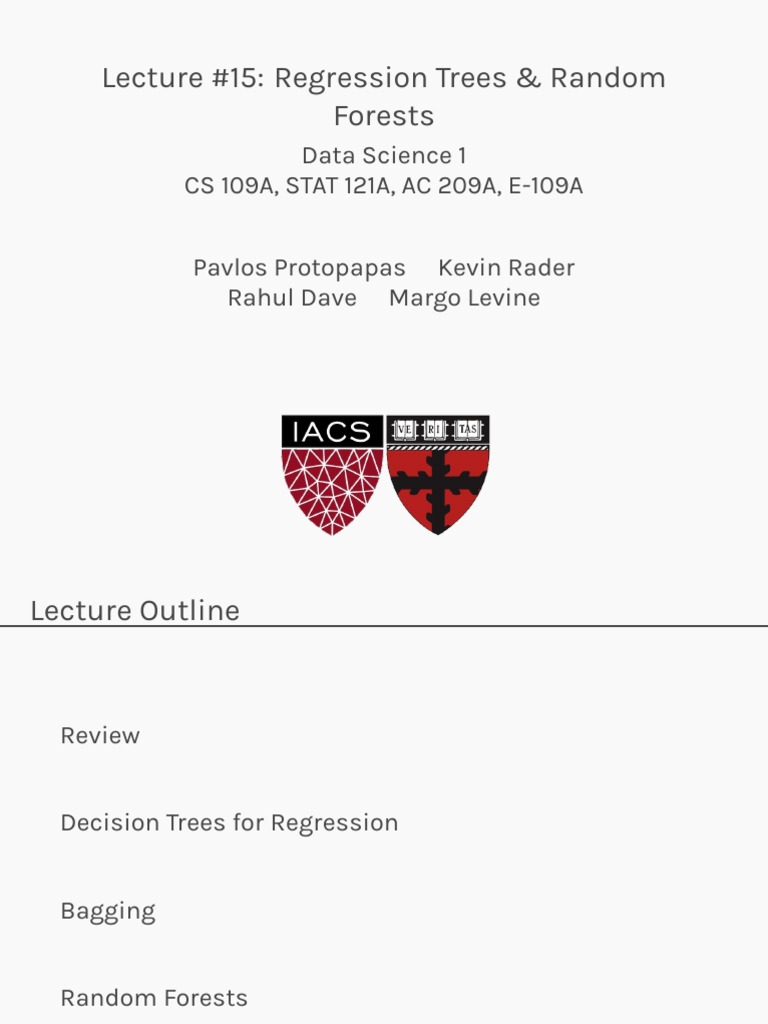Lecture 15 Regression Trees And Random Forests Pdf Bootstrapping Statistics Errors And