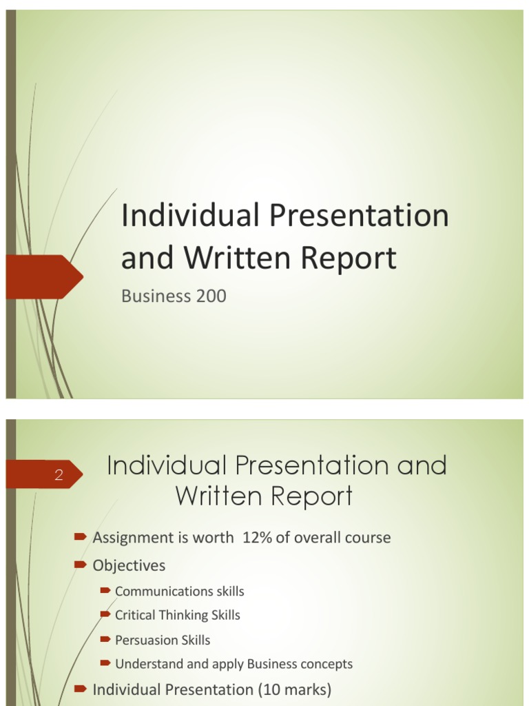Individual Presentation and Written Report | PDF | American ...