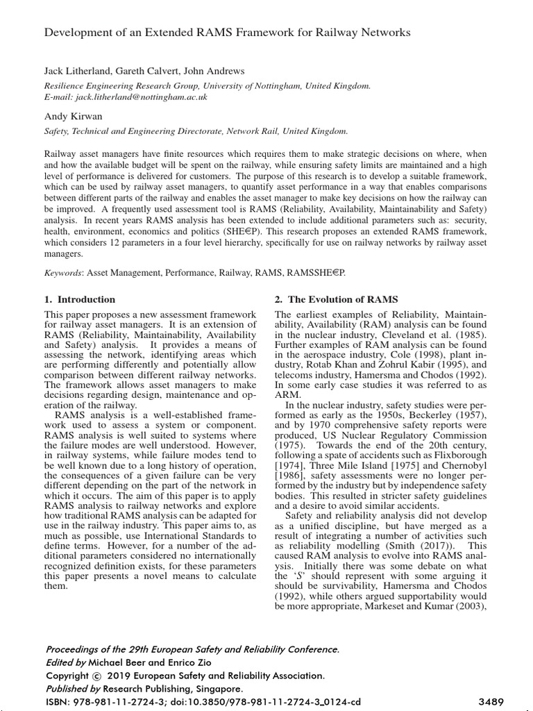 Development of An Extended RAMS Framework For Railway Networks | PDF ...