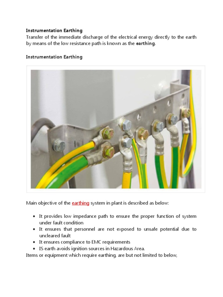 Instrumentation Earthing | PDF | Wire | Power Engineering