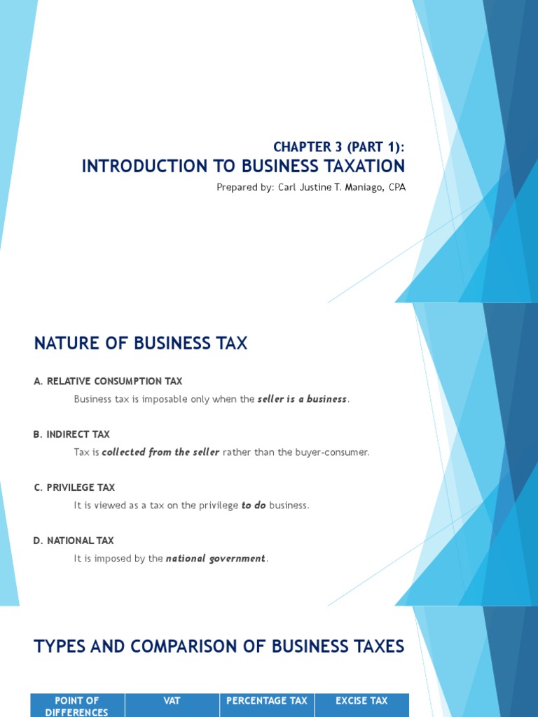 Chapter 3 Part 1 Introduction To Business Taxes | PDF | Corporate Tax ...