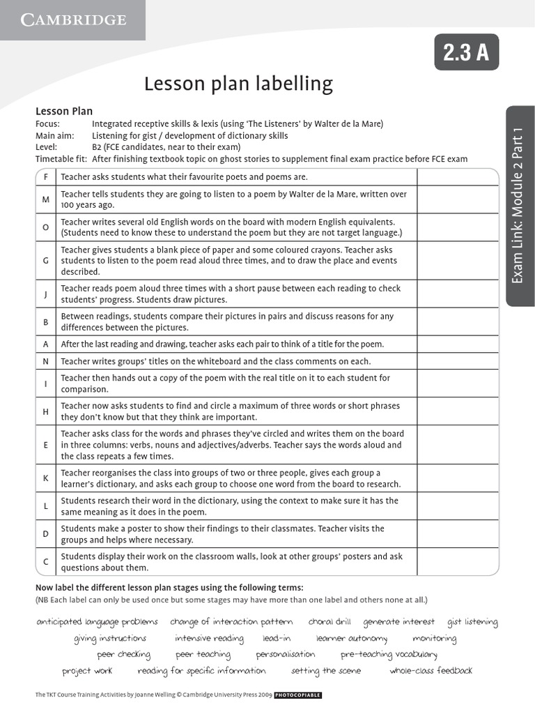Lesson Plan Labelling | Download Free PDF | Lesson Plan | Behavior ...