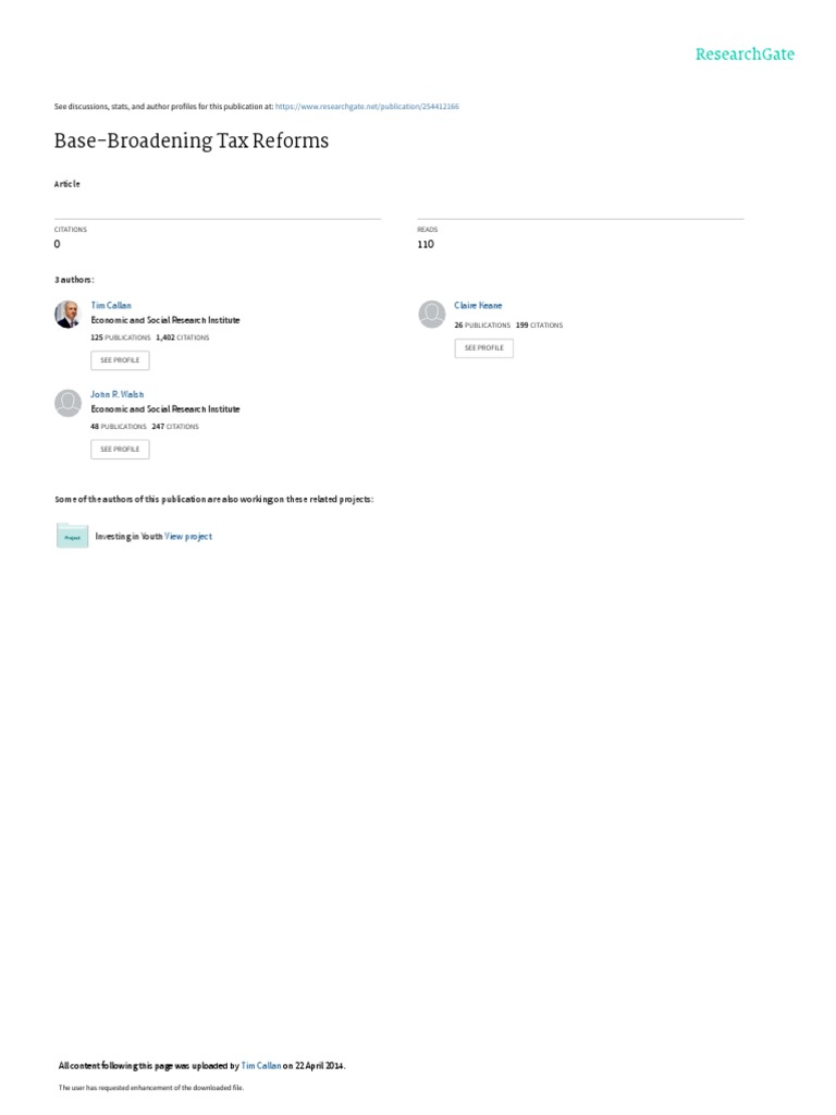 Base-Broadening Tax Reforms | PDF | Tax Rate | Taxes