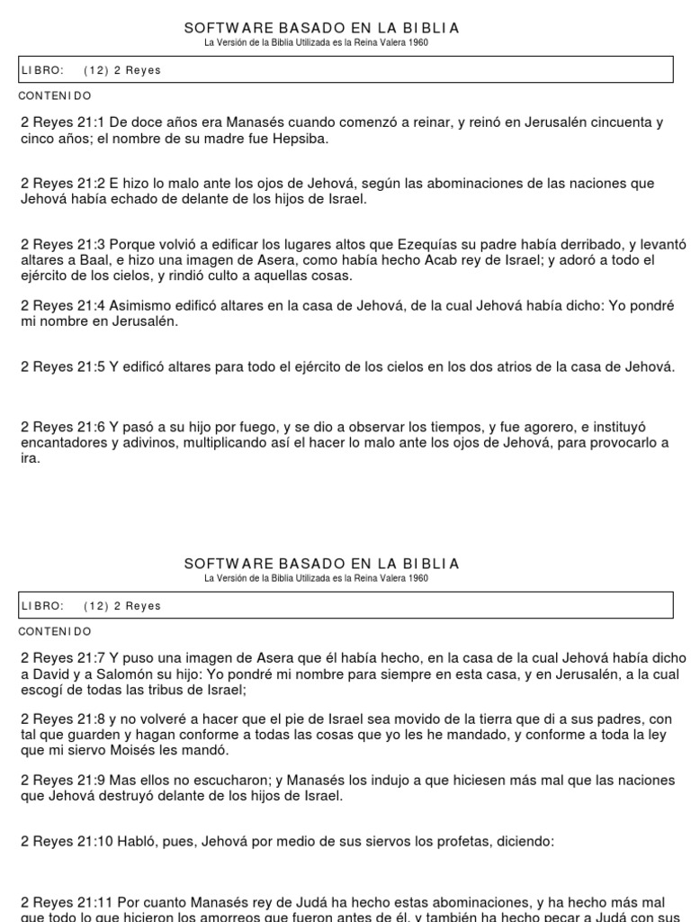 2 Reyes 21 | PDF | Libros de reyes | Literatura religiosa