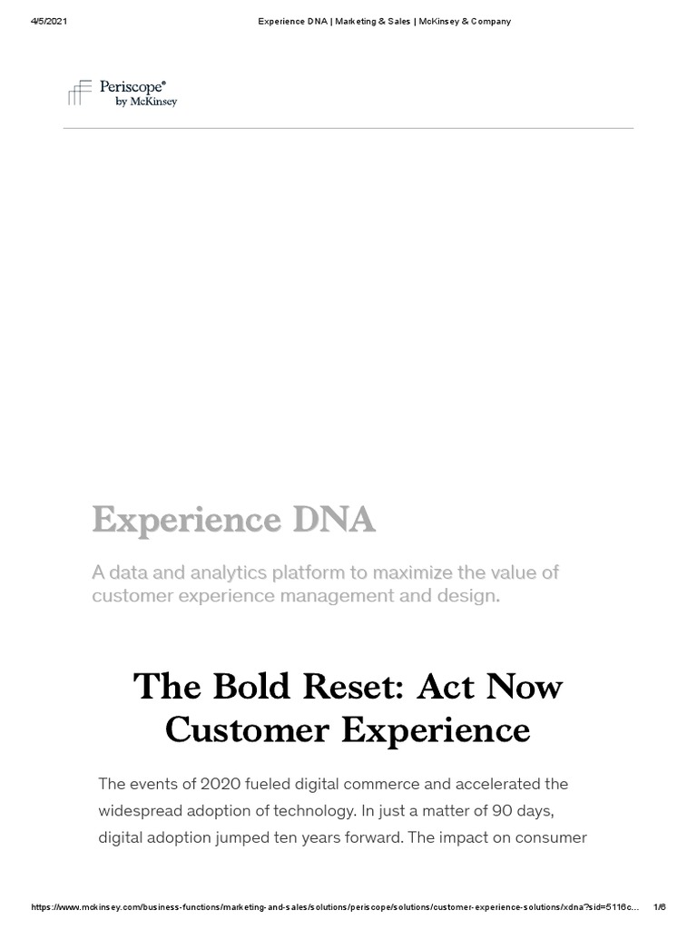Experience DNA - Marketing & Sales - McKinsey & Company | PDF ...
