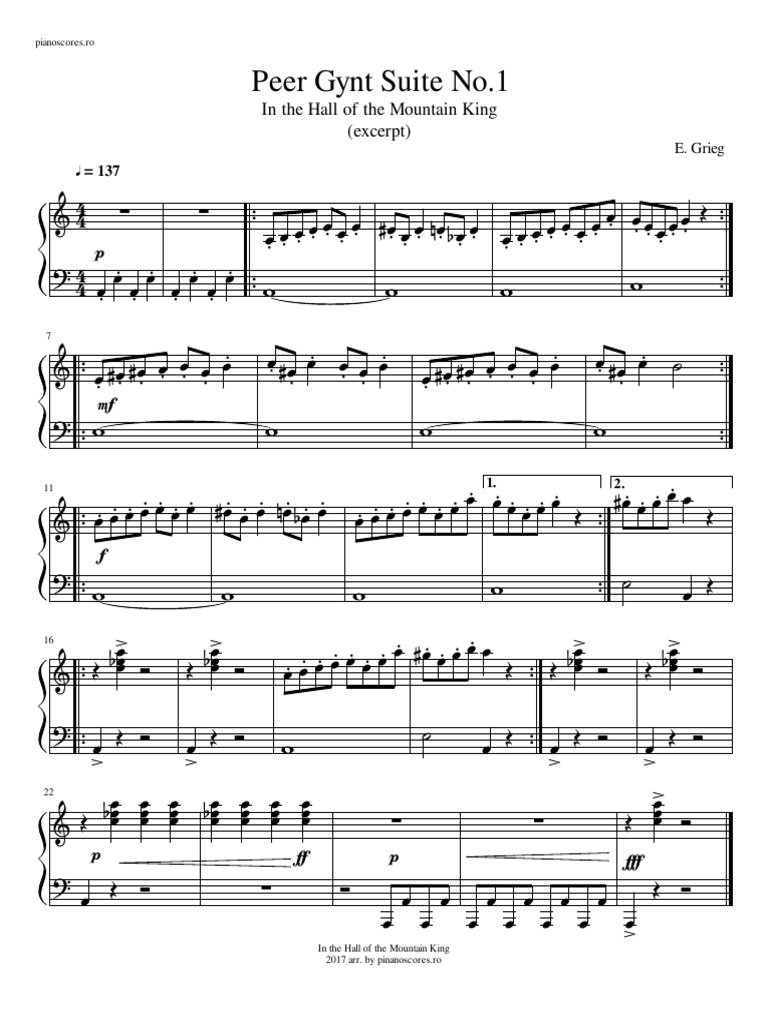 Grieg in The Hall of The Mountain King | PDF | Compositions | Composers