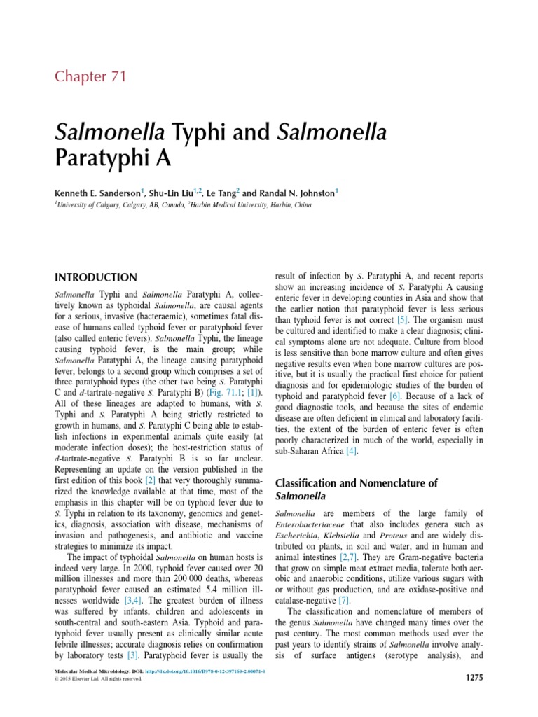 Salmonella Typhi and Salmonella Paratyphi A | PDF | Salmonella | Serotype