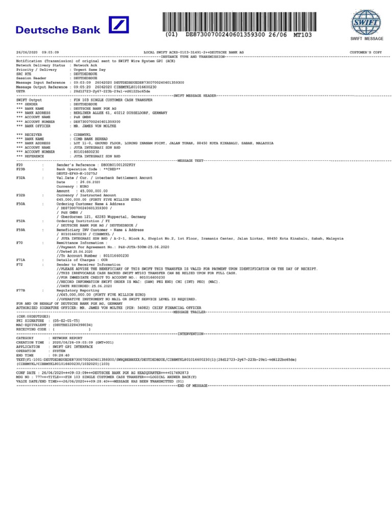 45m. Swift Mt103 | PDF