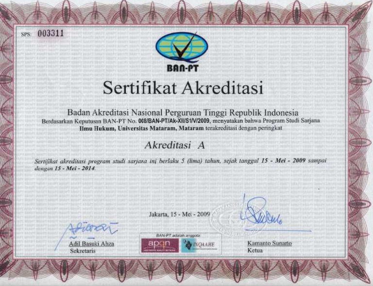 Akreditasi FH UNRAM 2009 | PDF