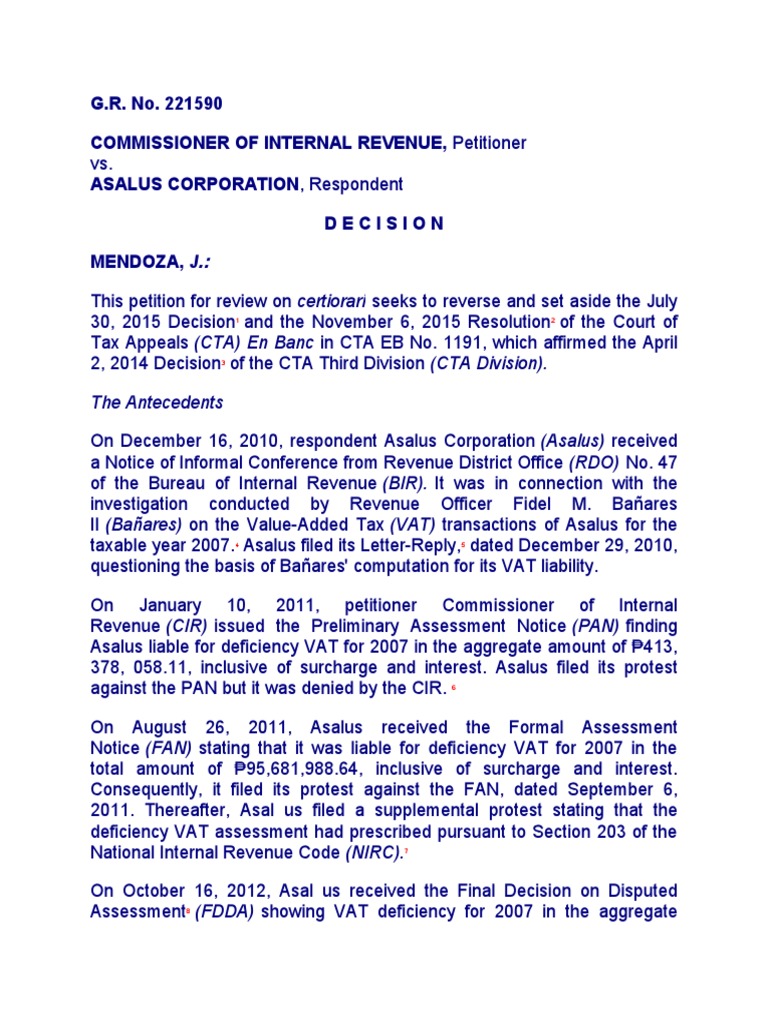 Cir v. Asalus Corp | PDF | Fraud | Statute Of Limitations