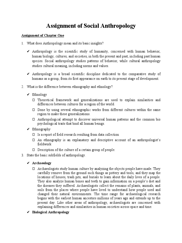 Assignment of Social Anthropology | PDF | Anthropology | Gender